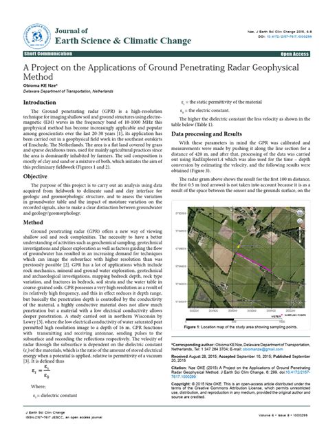 A Project On The Applications Of Ground Penetrating Radar Geophysicalmethod 2157 7617 1000299