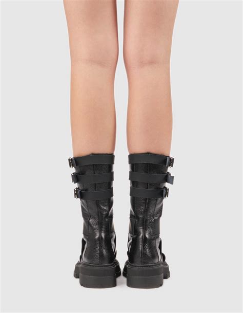 Bocanci Din Piele Neagra Rubber Moja Ro