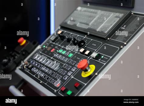Cnc Control Panel Of Industrial Lathe Machine Selective Focus Stock