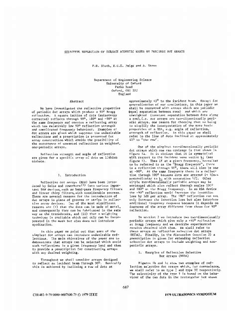 Selective Reflection Of Surface Acoustic Waves By Periodic Dot Arrays
