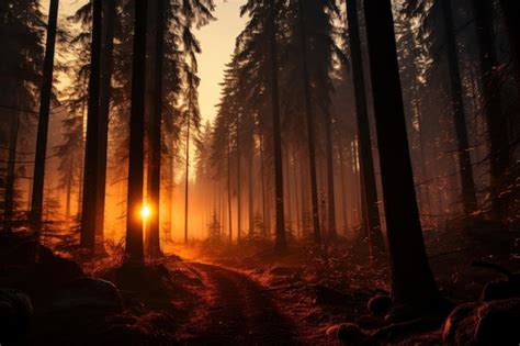 Premium AI Image Devastating Forest Fire With Billowing Smoke AI Generated