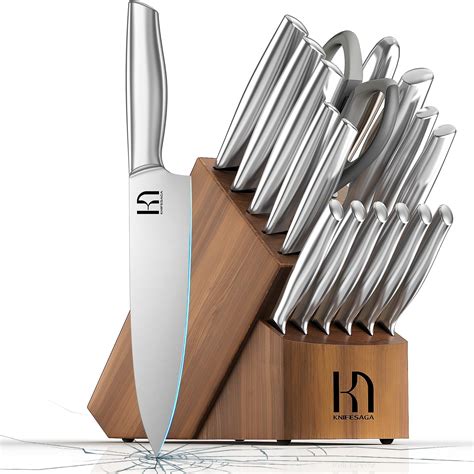 Knifesaga Kitchen Knife Set With Block 17 Pcs Knife Block