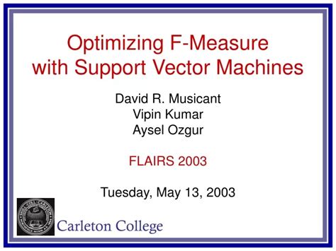 Ppt Optimizing F Measure With Support Vector Machines Powerpoint