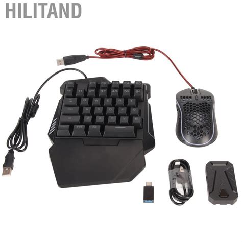 Hilitand Mobile Game Converter Plug And Play Mm Headphone Jack Rgb Keyboard Mouse Set Wired