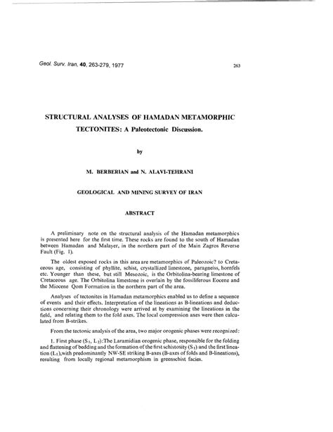 Pdf Structural Analyses Of Hamadan Metamorphic Tectonites A Paleotectonic Discussion