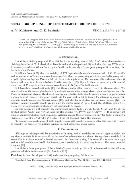 serial group rings of finite simple groups of lie type request pdf