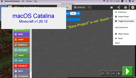 No Save Project Option In MakeCode Minecraft Education