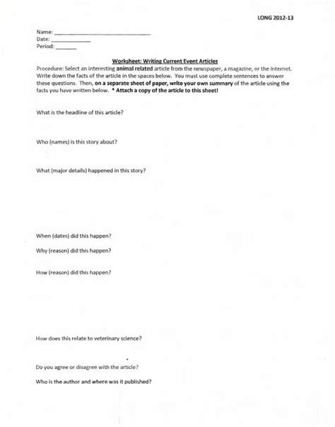 Vet Current Event Format Pdf