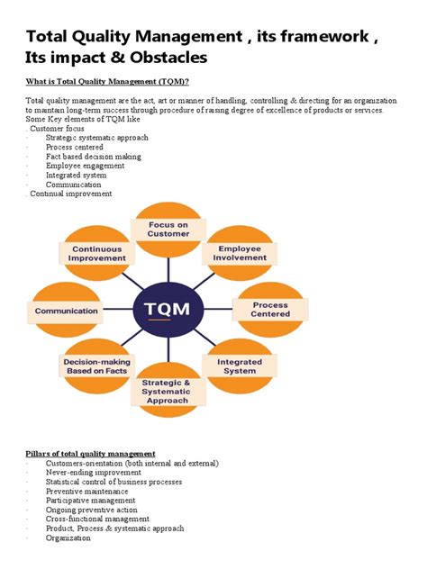 Tqm Framework Impact Obstacles And Benchmarking Pdf Benchmarking