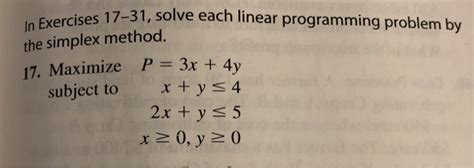 Solved Os 17 31 Solve Each Linear Programming Problem By In
