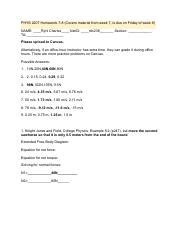 PHYS 2207 Homework 7 8 Practical Problems And Solutions Course Hero