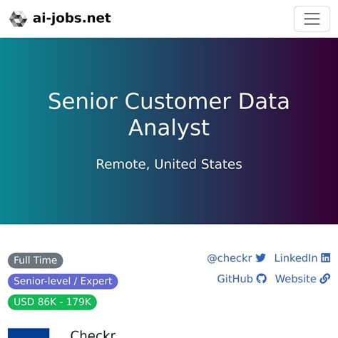 [hiring] Senior Customer Data Analyst Remote R Ai Ml Jobs