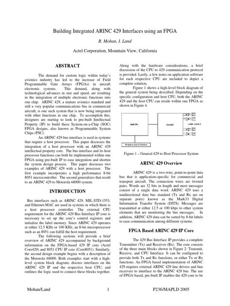Building Integrated Arinc 429 Interfaces Using An Fpga Pdf Field Programmable Gate Array