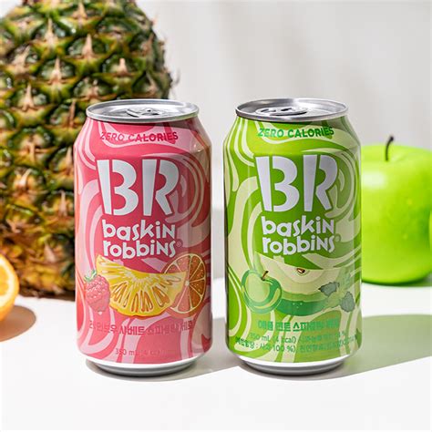 [푸드페어] 배스킨라빈스 제로 탄산음료 2종 350ml 24개입 레인보우샤베트 애플민트 티몬