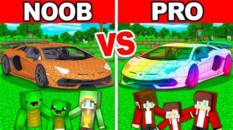 Noob Vs Pro Mikey Vs JJ Family CAR House Build Challenge In Minecraft YouTube