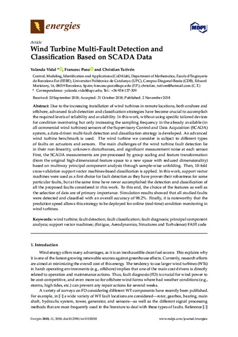 pdf wind turbine multi fault detection and classification based on
