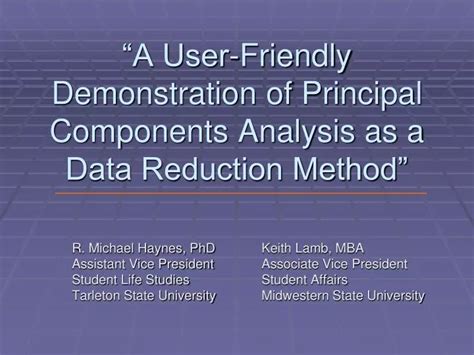 Ppt A User Friendly Demonstration Of Principal Components Analysis