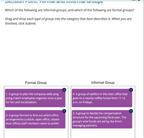 Solved Which Of The Following Are Informal Groups And Which