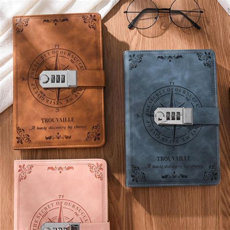 A5 200 Pages 2024 Notebook Retro Password Book With Lock Diary Binder