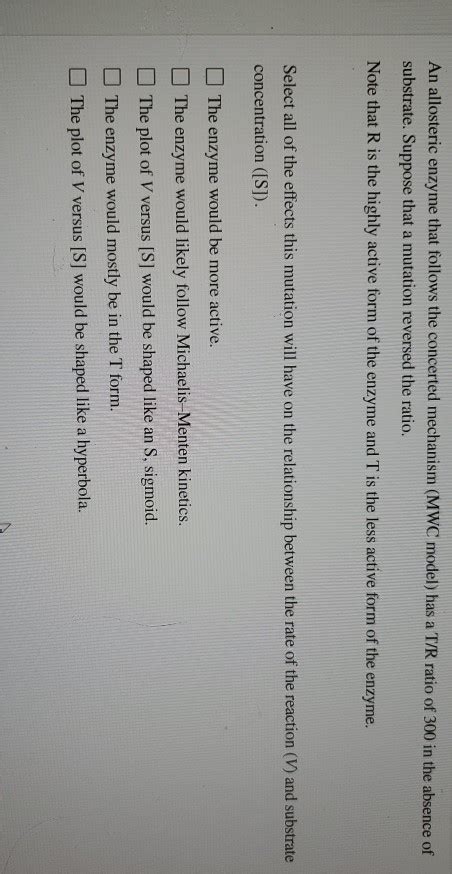 Solved An Allosteric Enzyme That Follows The Concerted