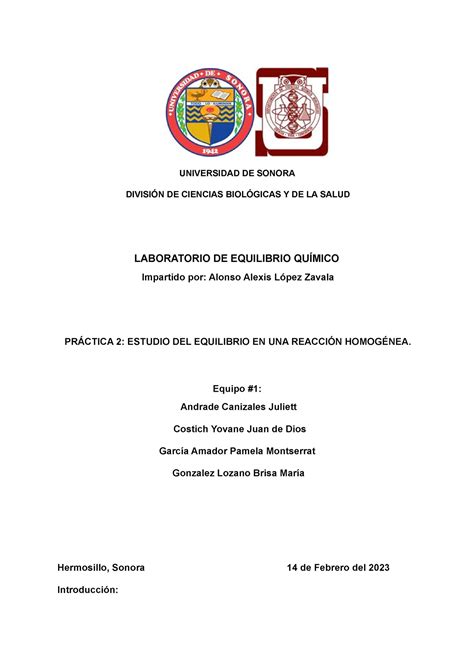 EQ Parte A R Eq Practica UNIVERSIDAD DE SONORA DIVISIÓN DE CIENCIAS BIOLÓGICAS Y DE LA