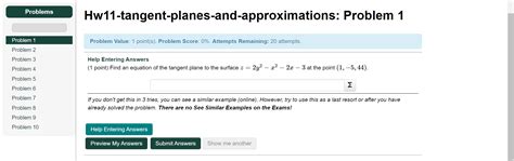 solved hw11 tangent planes and approximations problem 1