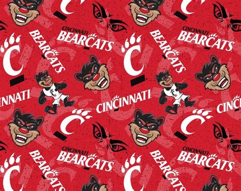 Ncaa Cincinnati Bearcats Watermark Print Football 100 Cotton Fabric