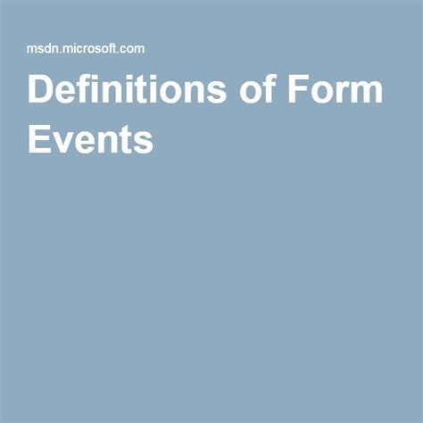 Form Events Access Definitions
