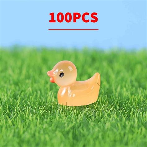 100 Pcs Luminous Mini Resin Ducks Glow In The Dark Tiny Duck Figurines