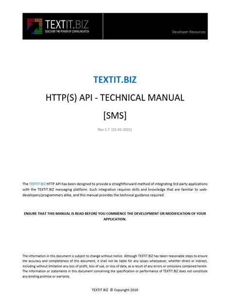 Textit Biz Api Technical Manual Rev 1 7 Pdf Computing Software Engineering