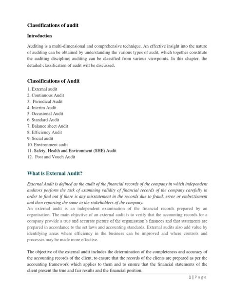 Chapter 2 Classification Of Audit Pdf Audit Financial Audit