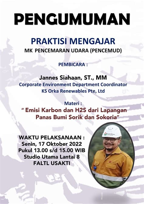 Praktisi Mengajar17 Oktober 2022 Teknik Lingkungan