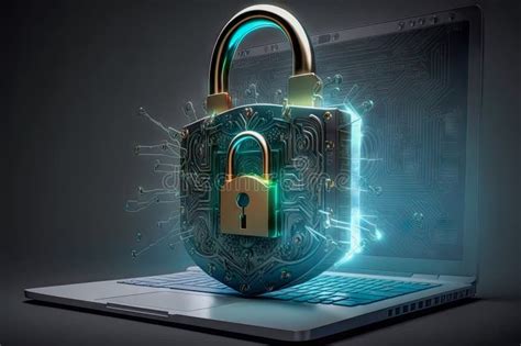 Concept Of Cyber Security Locked Padlock On The Laptop Stock Illustration Illustration Of