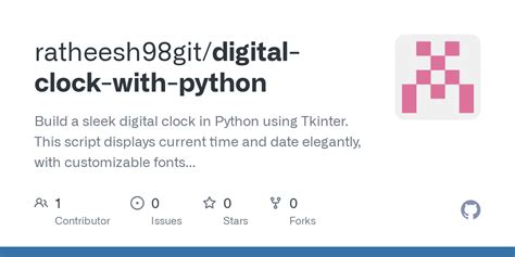 Github Ratheesh98gitdigital Clock With Python Build A Sleek Digital