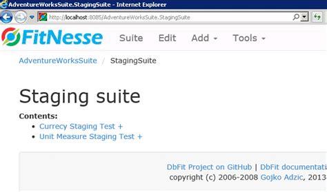 Using The Dbfit Framework For Data Warehouse Regression Testing