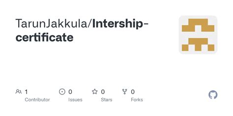 Github Tarunjakkula Intership Certificate