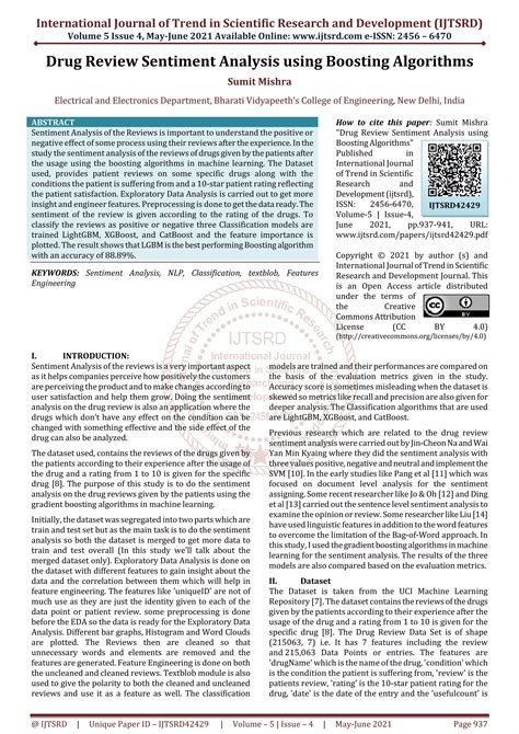 Drug Review Sentiment Analysis Using Boosting Algorithms PDF