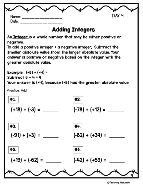 Adding Integers Practice Worksheets Printable And Digital Made By Teachers