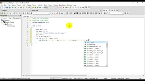 C Program To Delete Vowels From Given String Youtube