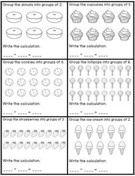 Division Making Equal Groups Grouping B W 4 By The Worksheet Lab