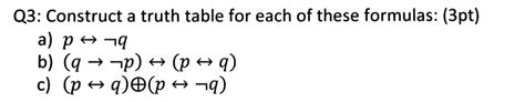 Solved Construct A Truth Table For Each Of These Chegg