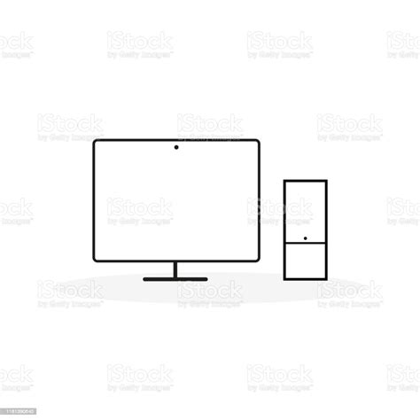 데스크톱 컴퓨터 아이콘입니다 굵은 선 벡터 일러스트레이션 플랫 디자인 0명에 대한 스톡 벡터 아트 및 기타 이미지 0명 Cpu 단일 이미지 Istock