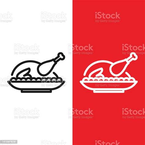 개요 스타일의 크리스마스 크리스마스 치킨 벡터 아이콘 가금류에 대한 스톡 벡터 아트 및 기타 이미지 가금류 고기 공휴일 Istock