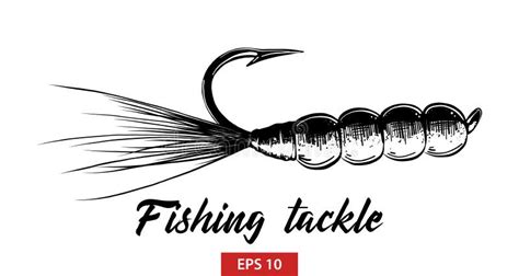 Hand Drawn Sketch Of Fishing Tackle In Black Isolated On White