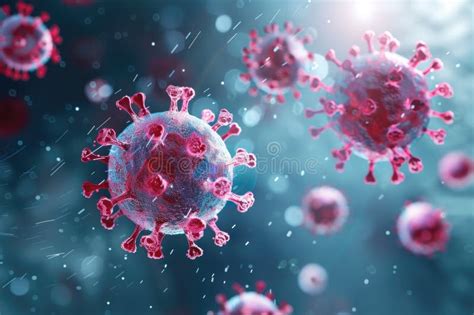 Close Up Visualization Of Viruses In A Vivid Microscopic 3d Stock