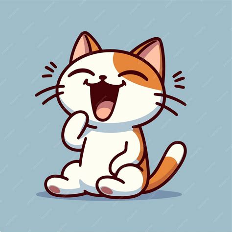 웃는 귀여운 새끼 고양이 터 일러스트레이션 프리미엄 벡터
