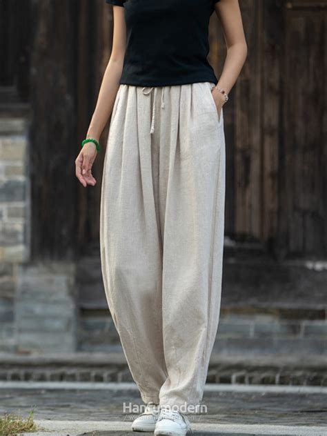Loose Casual Linen Pants Chinese Style Pants For Women Hanfumodern