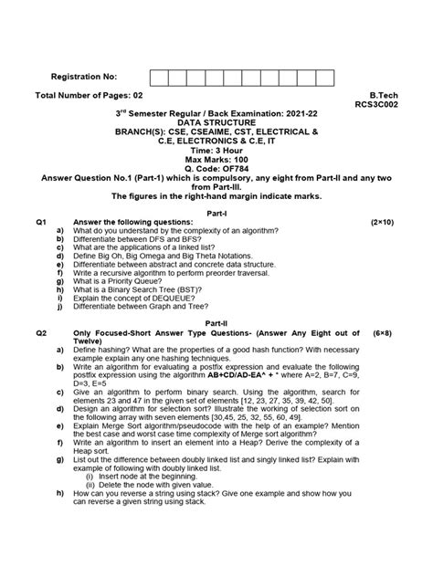 Data Structure Cse Ece Electronics And Ce It21 22 Pdf Algorithms And Data Structures