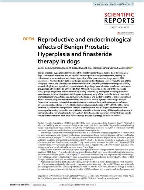 Pdf Reproductive And Endocrinological Effects Of Benign Prostatic