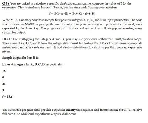 Solved Q2 You Are Tasked To Calculate A Specific Algebraic